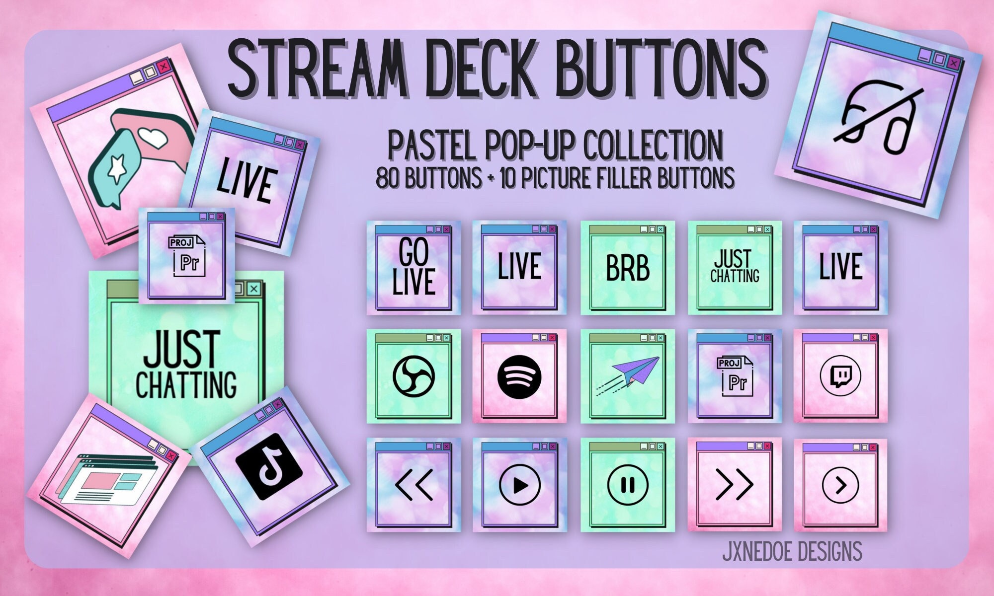 Stream Deck Icons | Stream Deck Buttons | Pastel Pop-up Collection | 80 ...