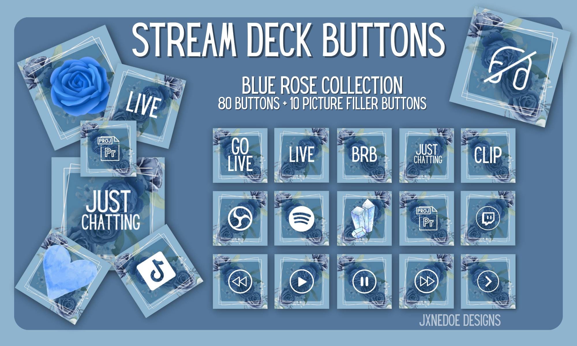 Stream Deck Icons | Stream Deck Buttons | Blue Rose Collection | 80 ...