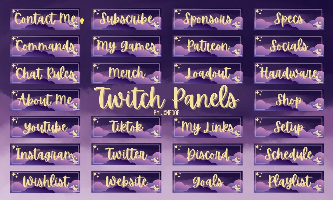 Twitch Panels (38) - 320px X 100px | Moonlight Collection | Twitch ...