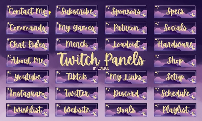 Twitch Panels 38 320px X 100px Moonlight Collection - Etsy