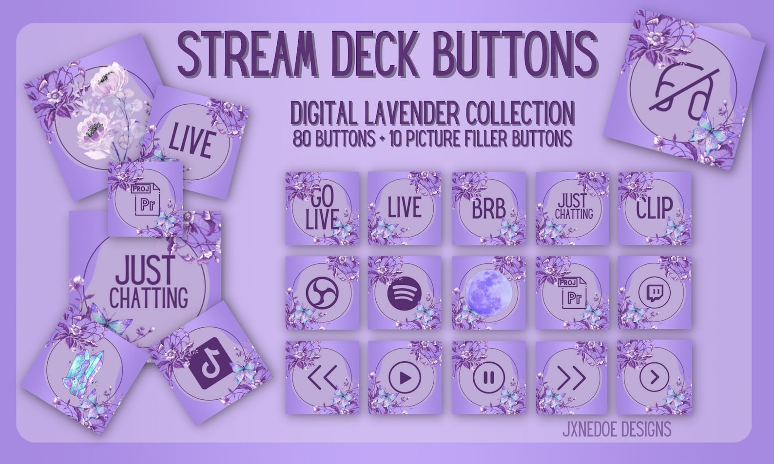 Stream Deck Icons Stream Deck Buttons Digital Lavender Collection 80 ...
