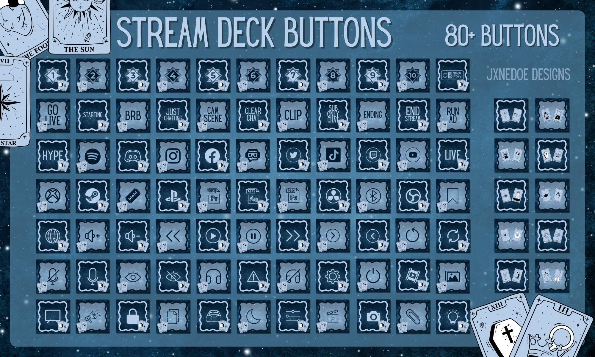 Stream Deck Icons | Stream Deck Buttons | Tarot Nights Collection | 80 ...