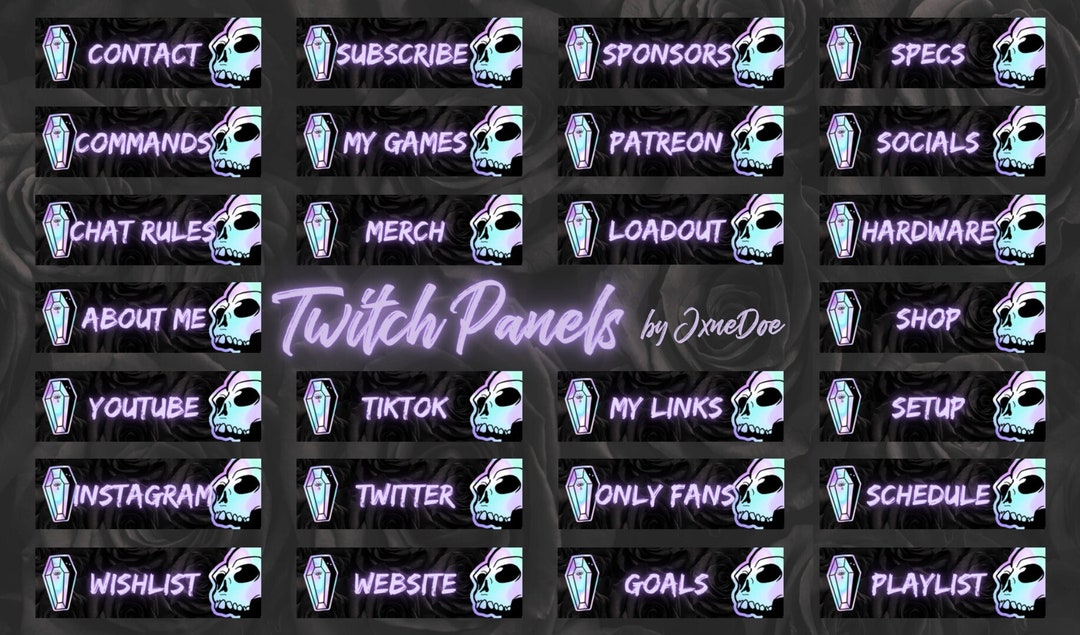 Twitch Panels (40) - 320px X 100px | Holographic Gothic | Twitch ...