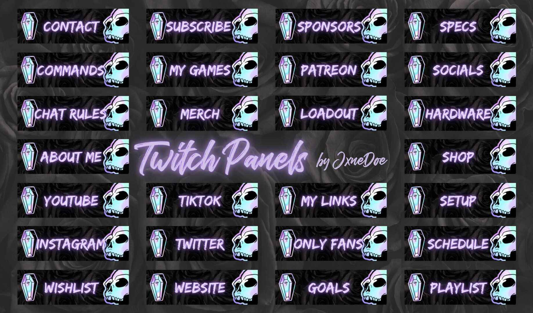 Twitch Panels 40 320px X 100px Holographic Gothic Twitch Graphics ...
