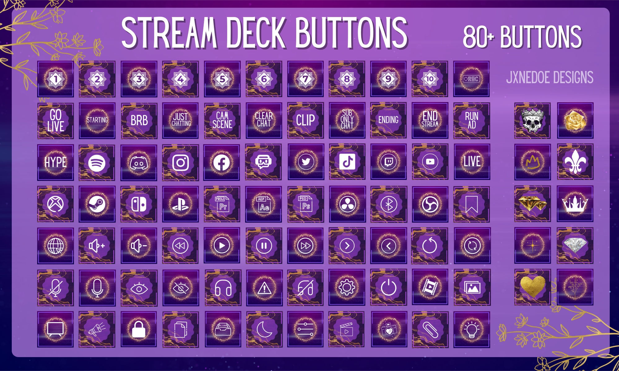Stream Deck Icons Stream Deck Buttons Royal Purple Collection 80 ...