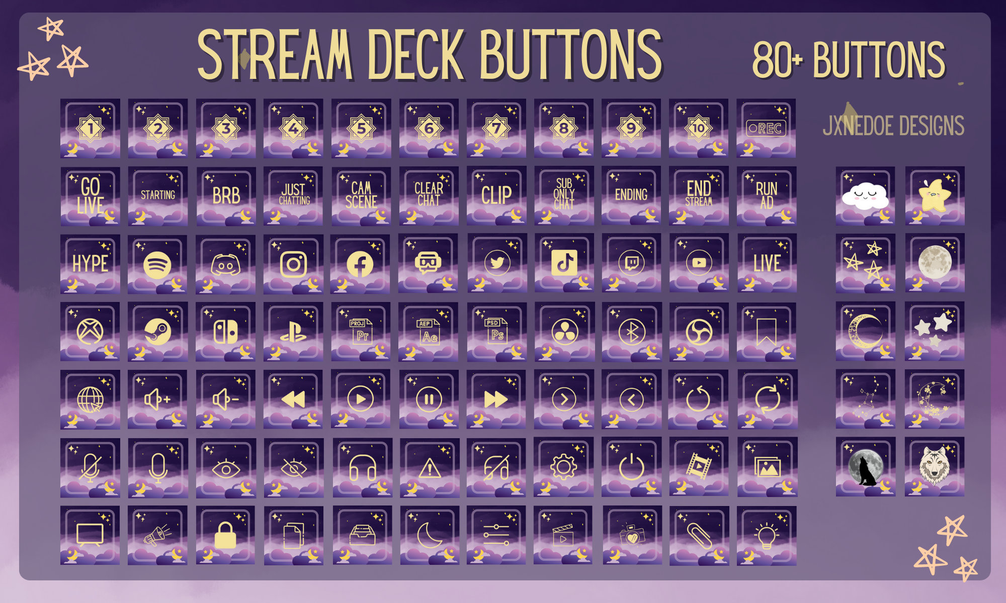 Stream Deck Icons | Stream Deck Buttons | Moonlight Collection | 80 ...