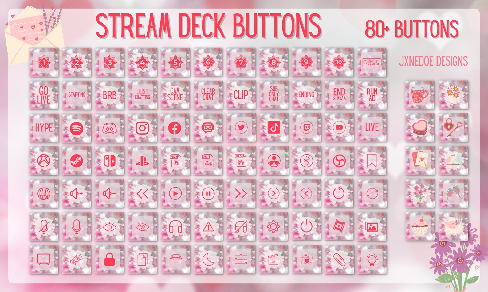 Stream Deck Icons | Stream Deck Buttons | Valentines Collection #1 | 80 ...