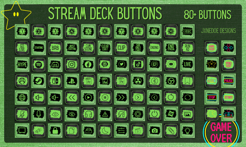 Stream Deck Icons | Stream Deck Buttons | Green Gamer Collection | 80 ...