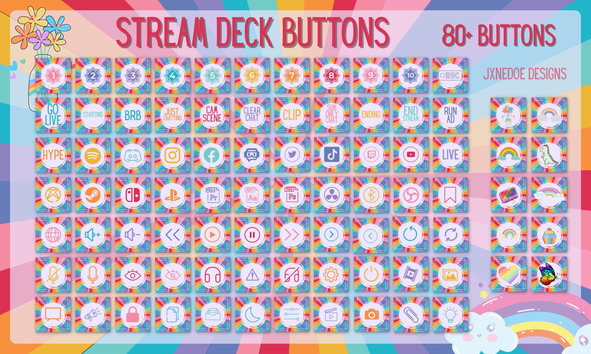 Stream Deck Icons | Stream Deck Buttons | Pastel Rainbow Collection ...