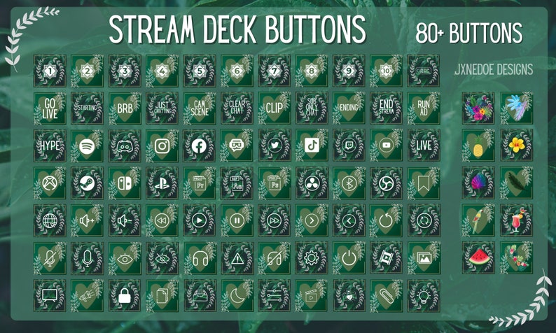 Stream Deck Icons | Stream Deck Buttons | Tropical Green Collection ...