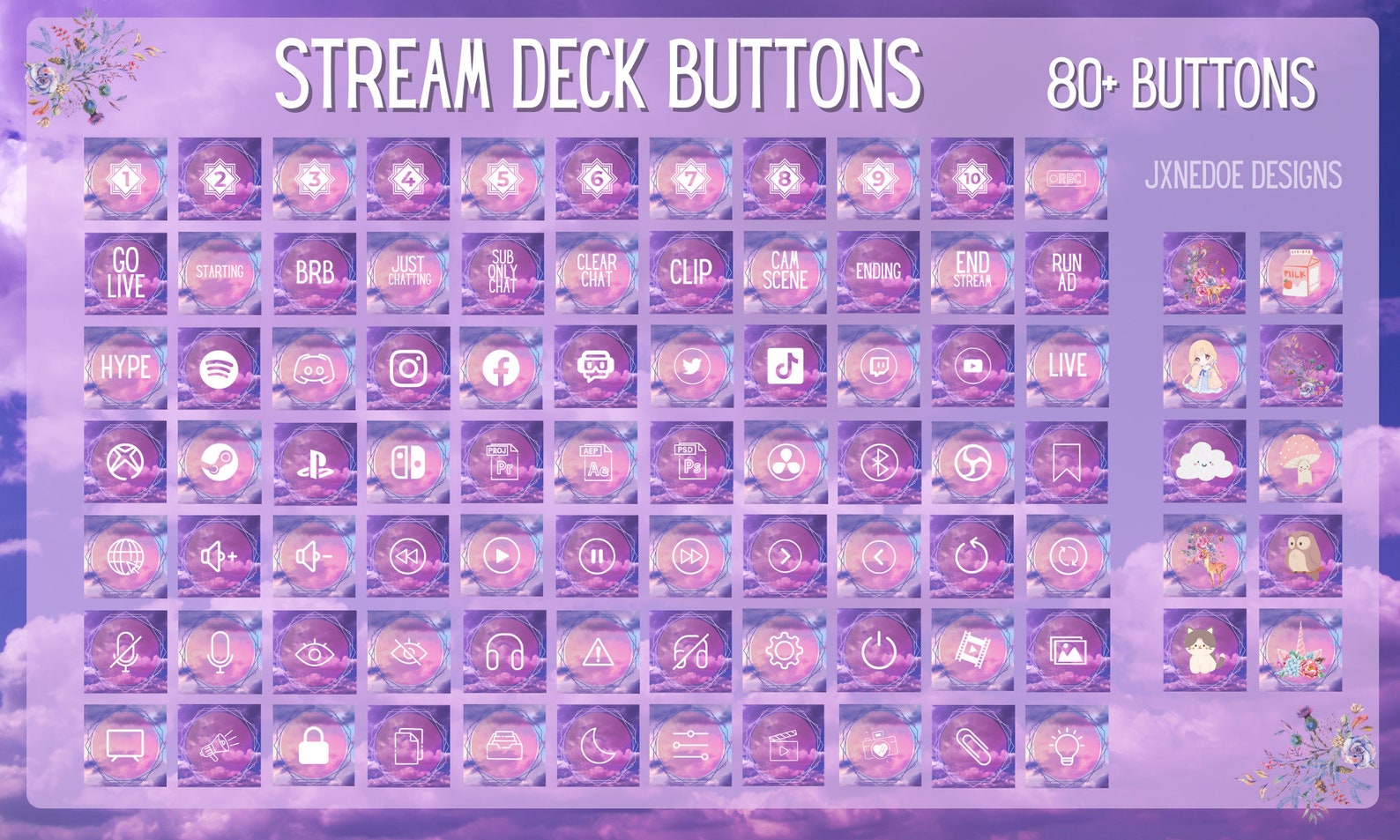 Stream Deck Icons | Stream Deck Buttons | Purple Dream Collection | 80 ...