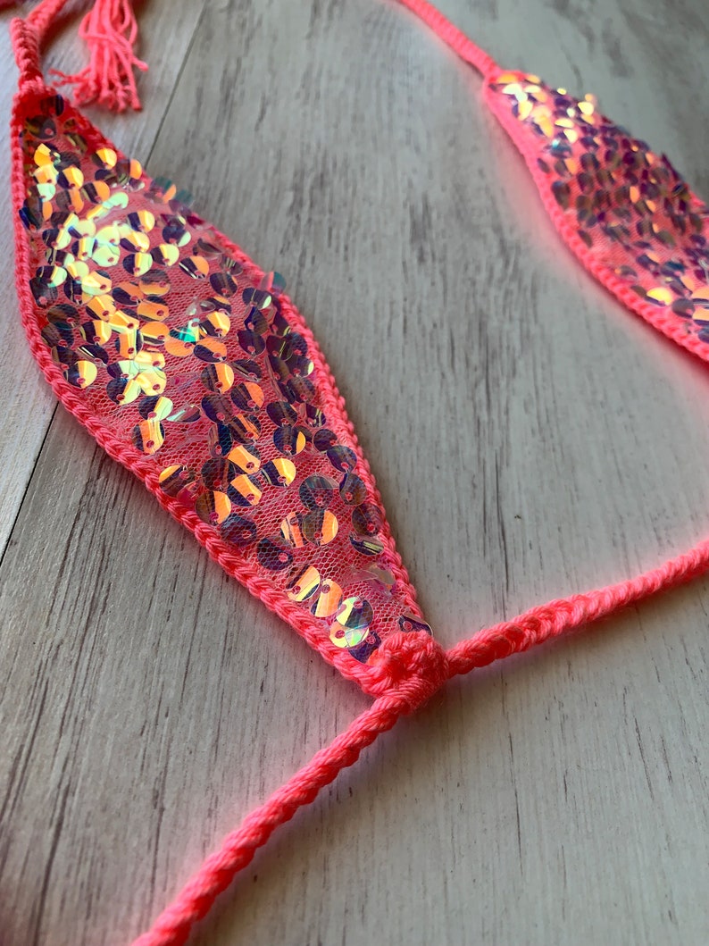 Pink Micro Bikini Shiny Extreme Bikini Sexy Neon Swimsuit Party Beach