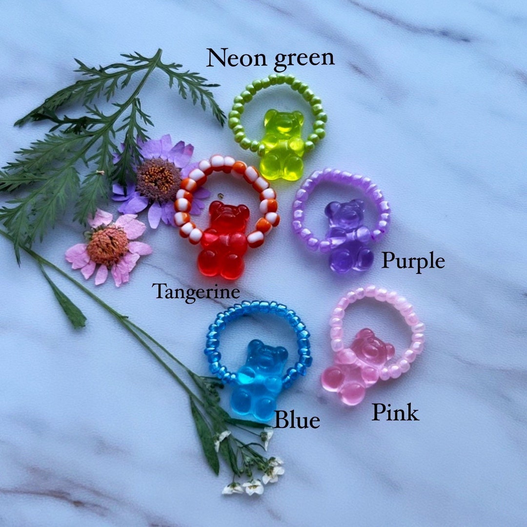 Bead Ring, Gummy Bear Ring, Adjustable Gummy Bear Ring, Stocking ...