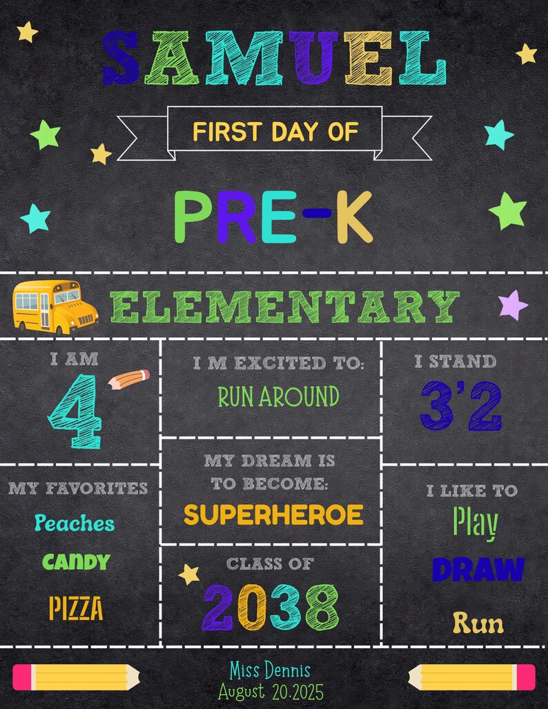 Editable First Day of School Sign: Chalkboard Design (canva Template ...