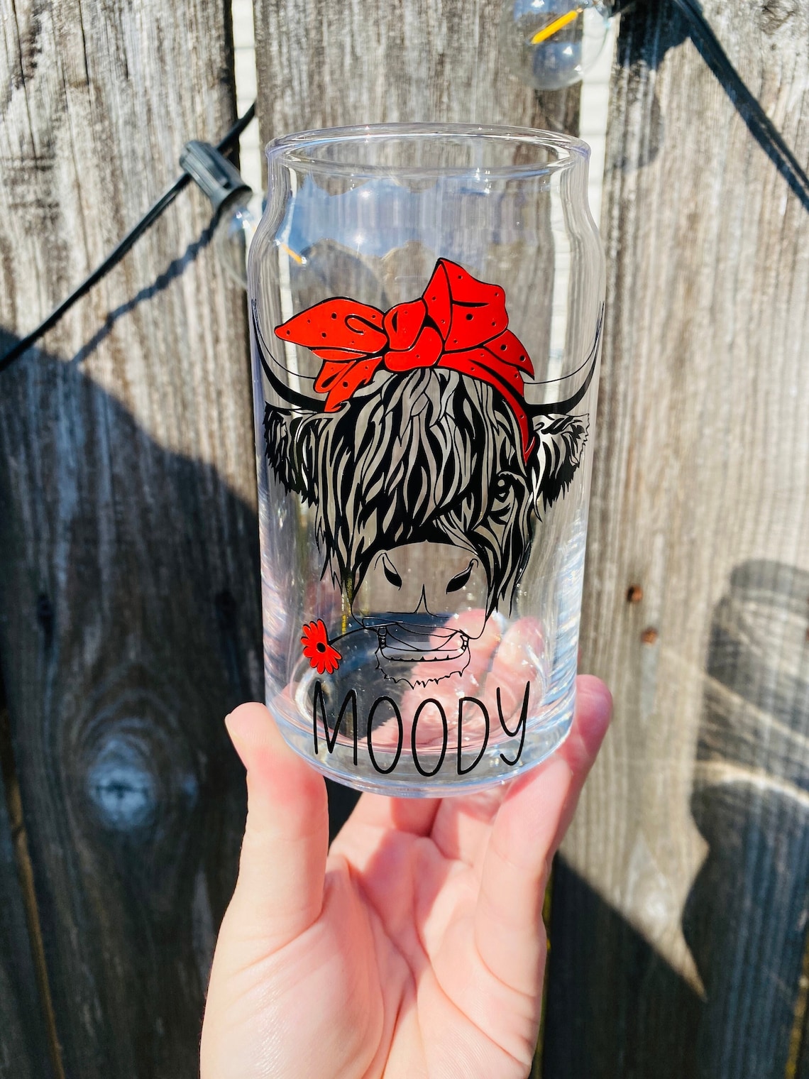 Moody Highland Cow, Cow Glass Cup, Highland Cow Glass Cup, Moody Cup ...