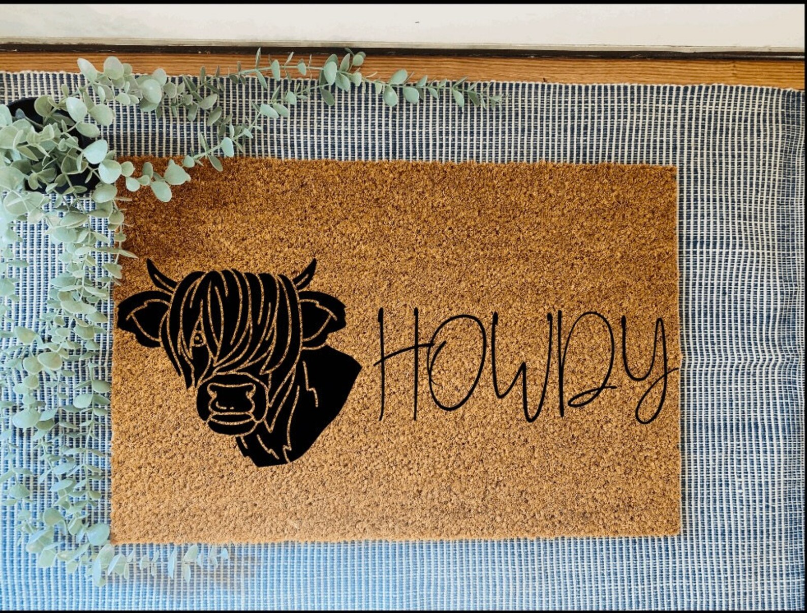 Highland Cow Doormat Cow Print Doormat Farm Hey Yall - Etsy
