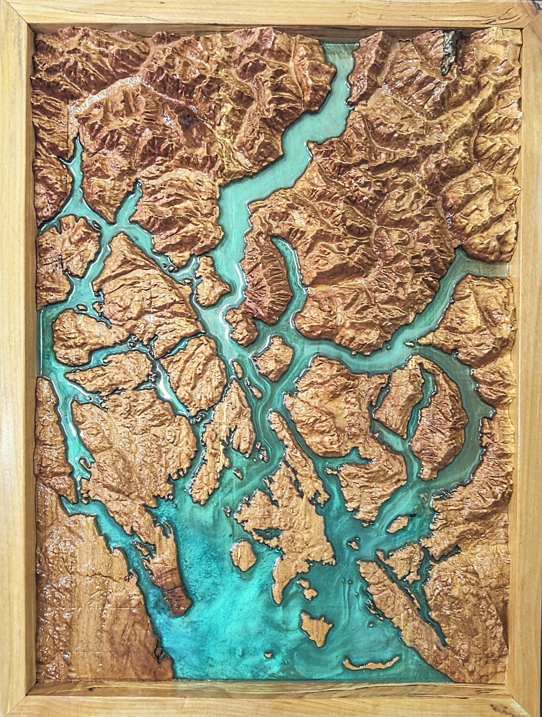 Custom Solid Wood Map Desolation Sound, Personalized Gift, Epoxy, Wood ...