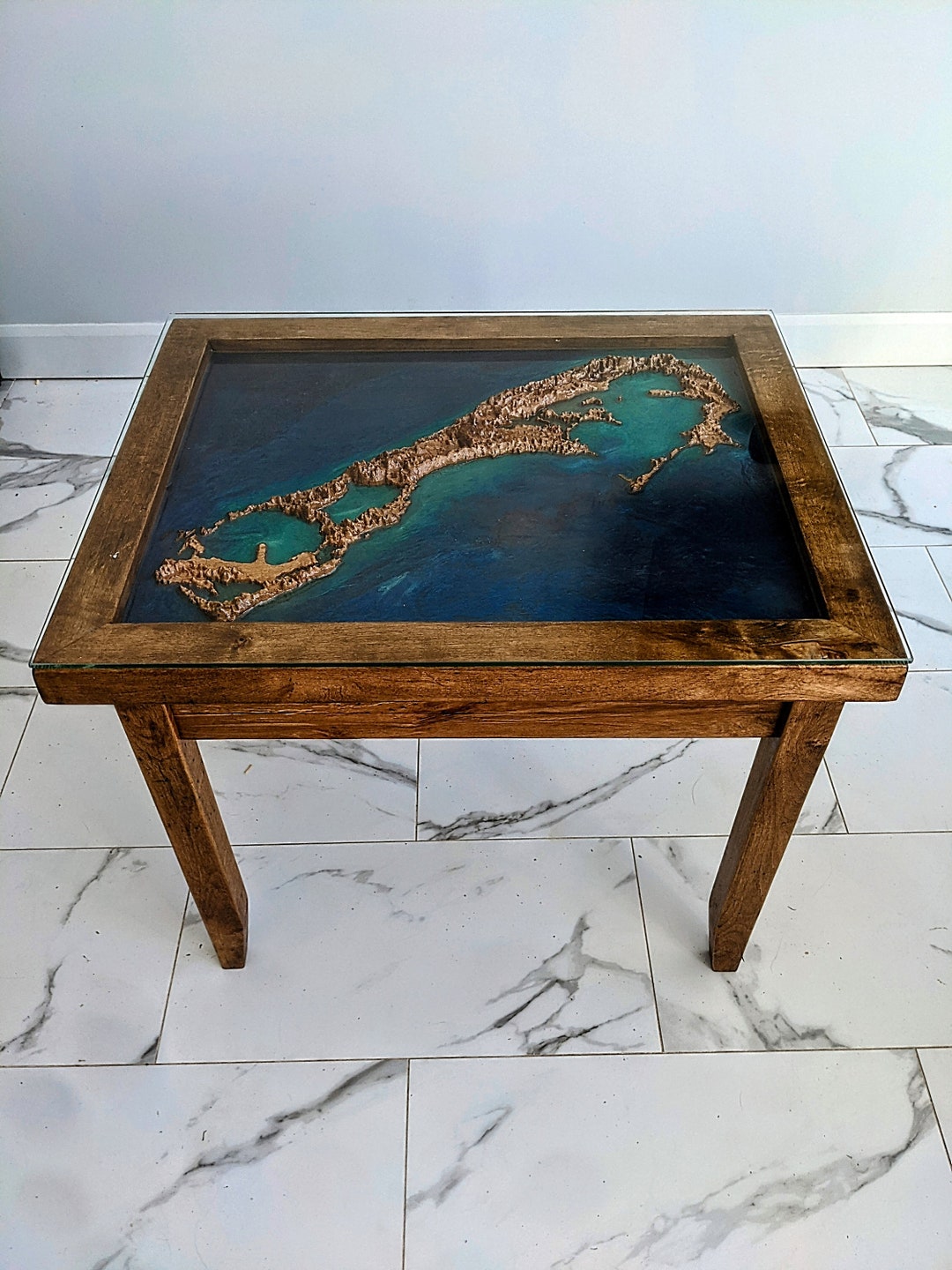 Custom Solid Wood Map Table,personalized Gift Landscapes Coastlines ...