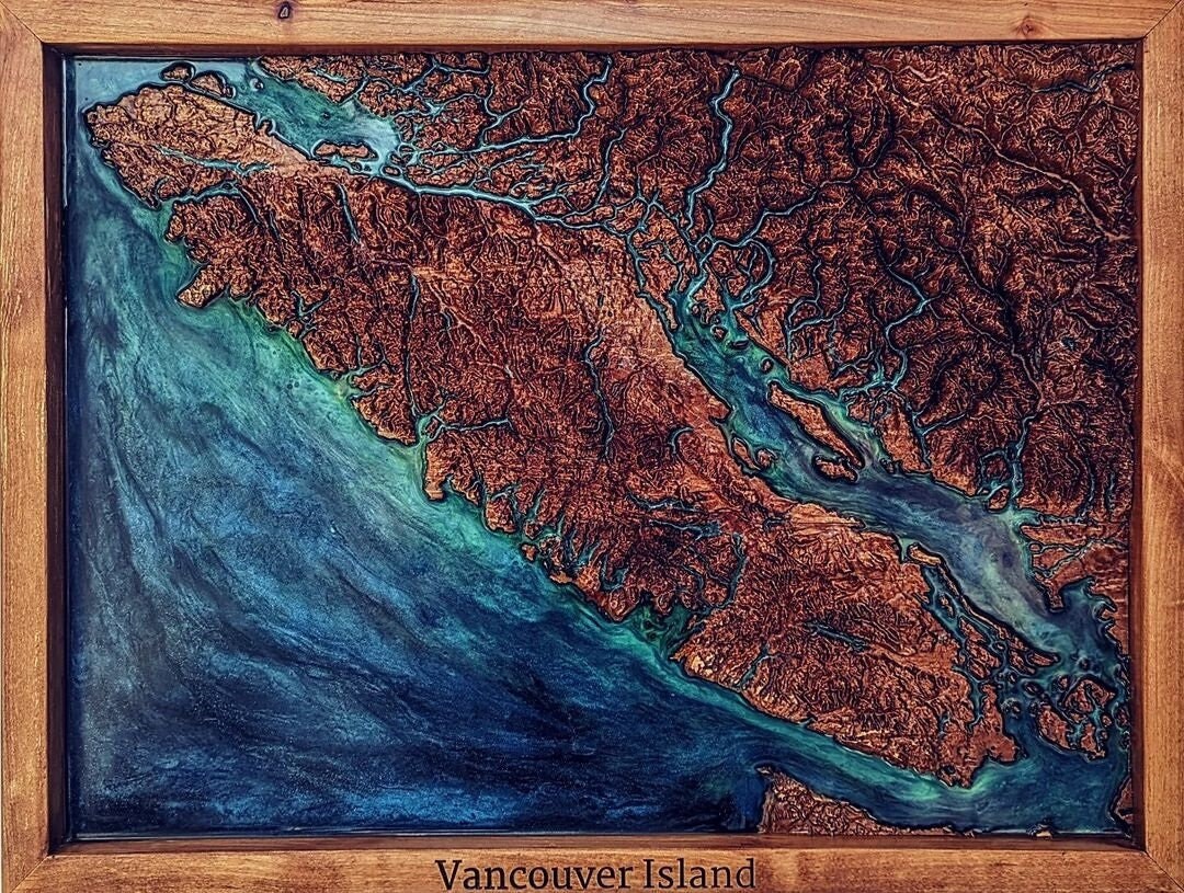 Custom Solid Wood Map Vancouver Island Epoxy Wood Wall Art - Etsy