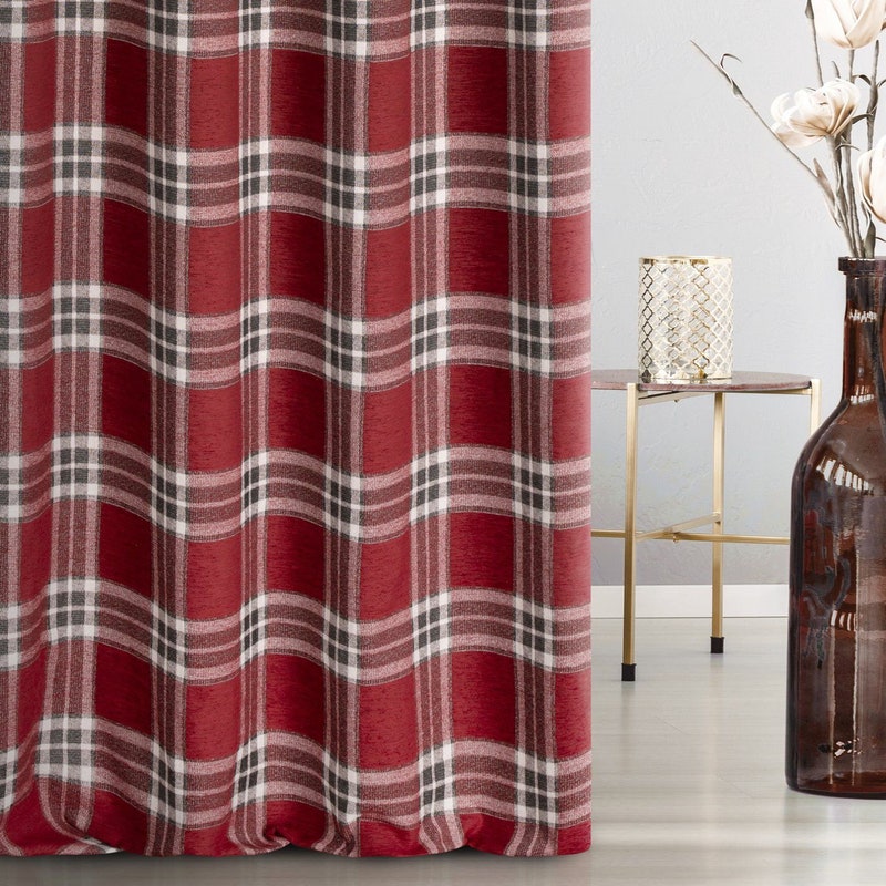 Check Curtains - Etsy