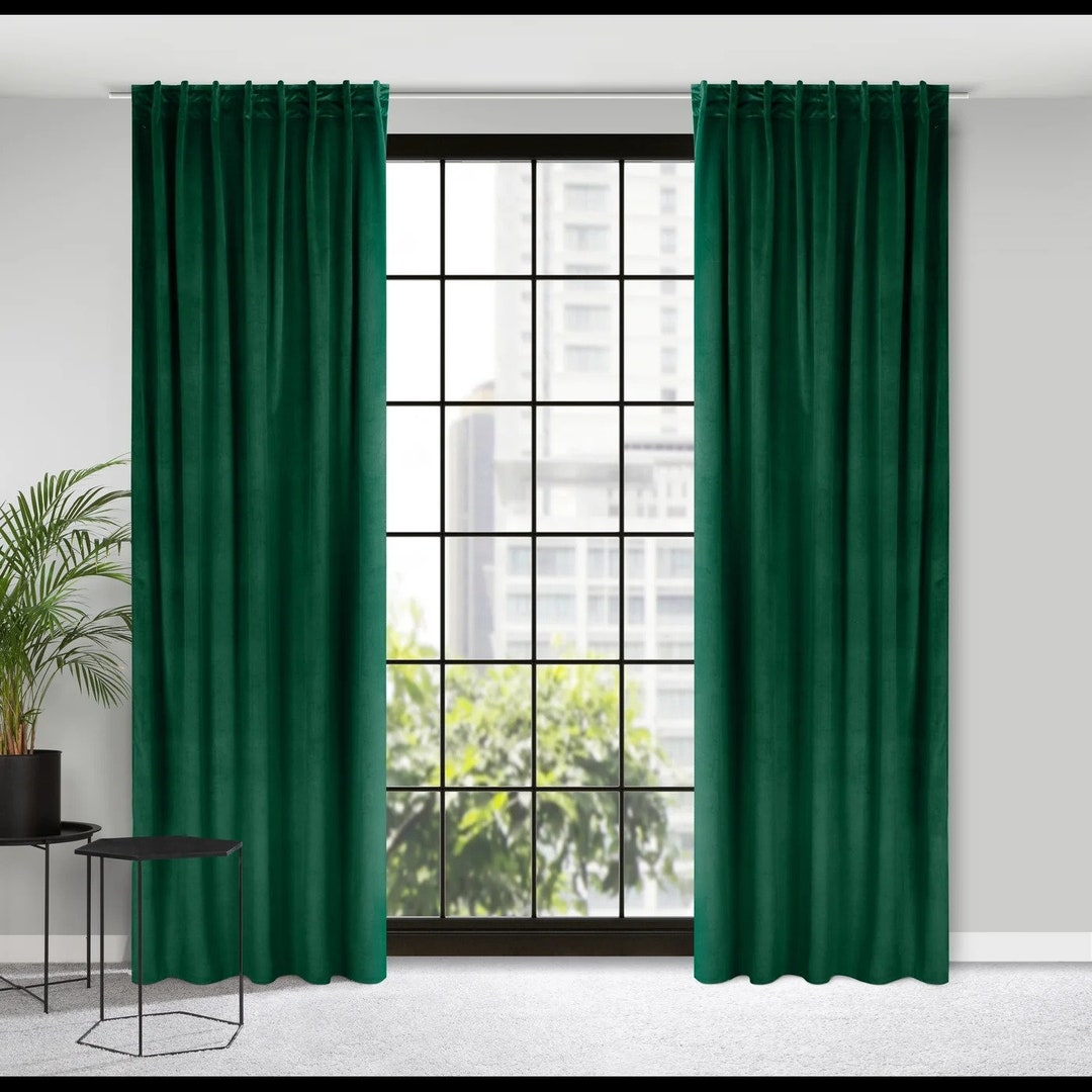 Green Curtains Ready Made/ Curtains Green/extra Long Curtains Uk/300cm ...