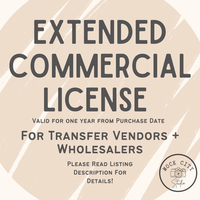 Extended Commercial License for Vendors and Wholesalers One - Etsy