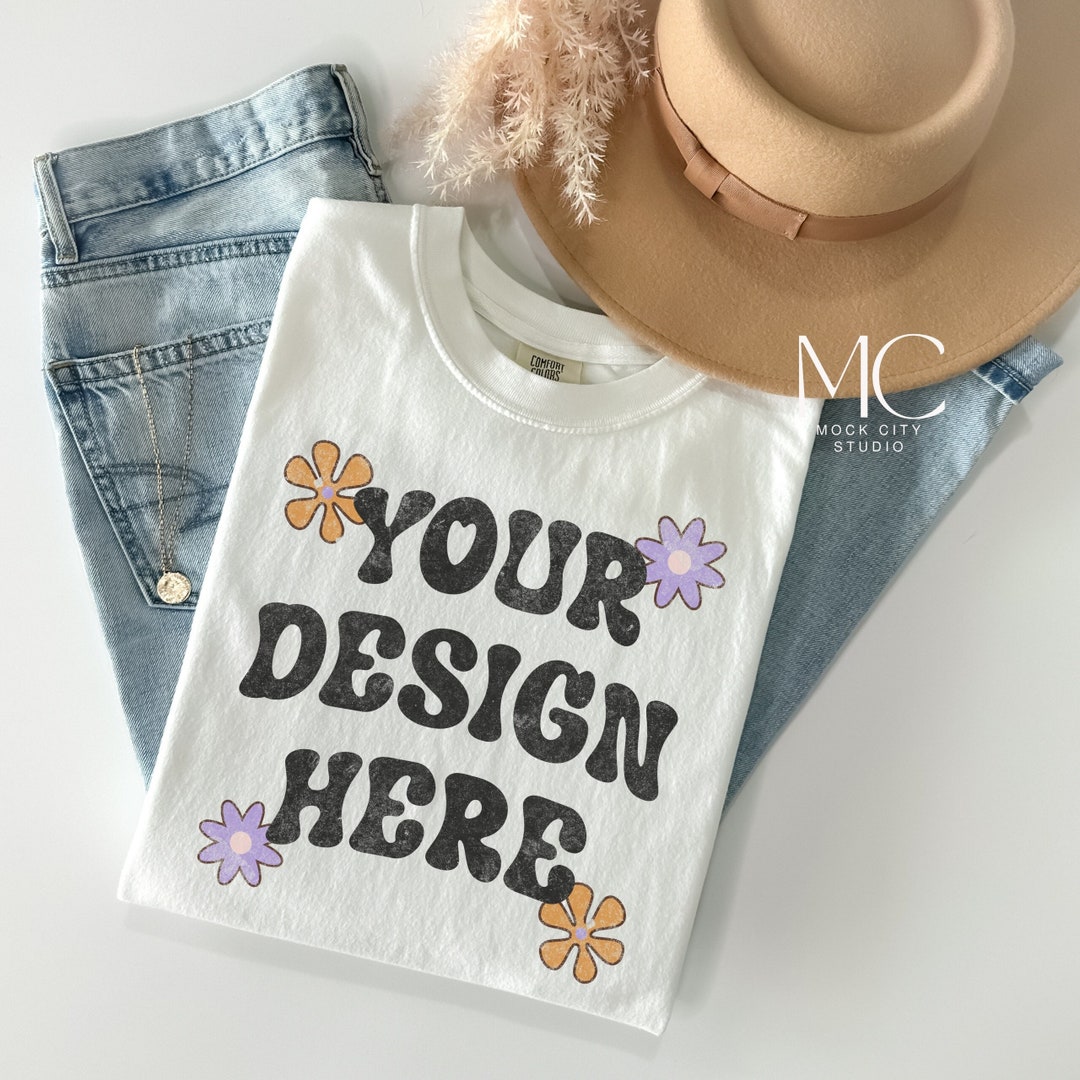 Comfort Colors 1717 White Mockup, Comfort Colors Flat Lay Mock Up ...