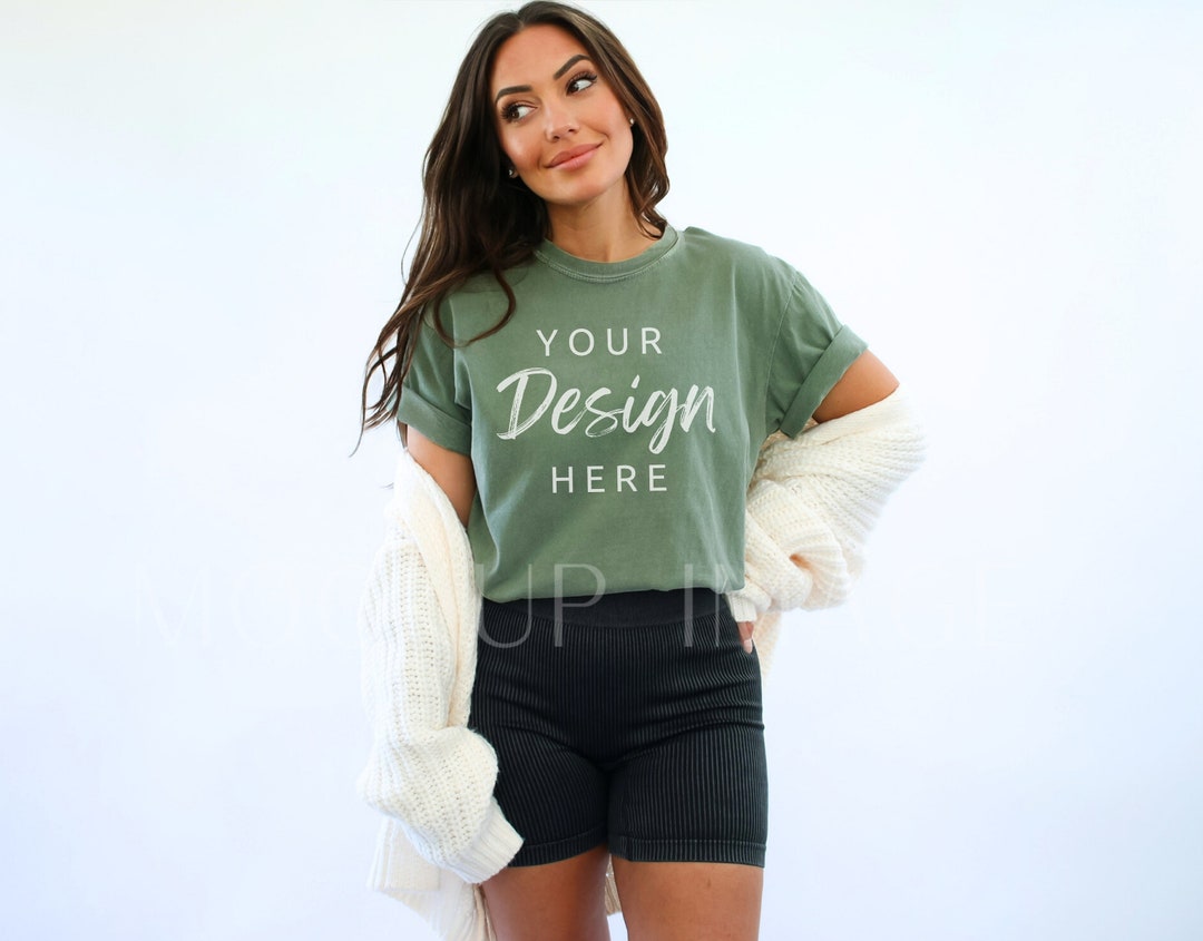 Moss Comfort Colors 1717 T-shirt Mockup, Comfort Colors Tshirt Mockup ...