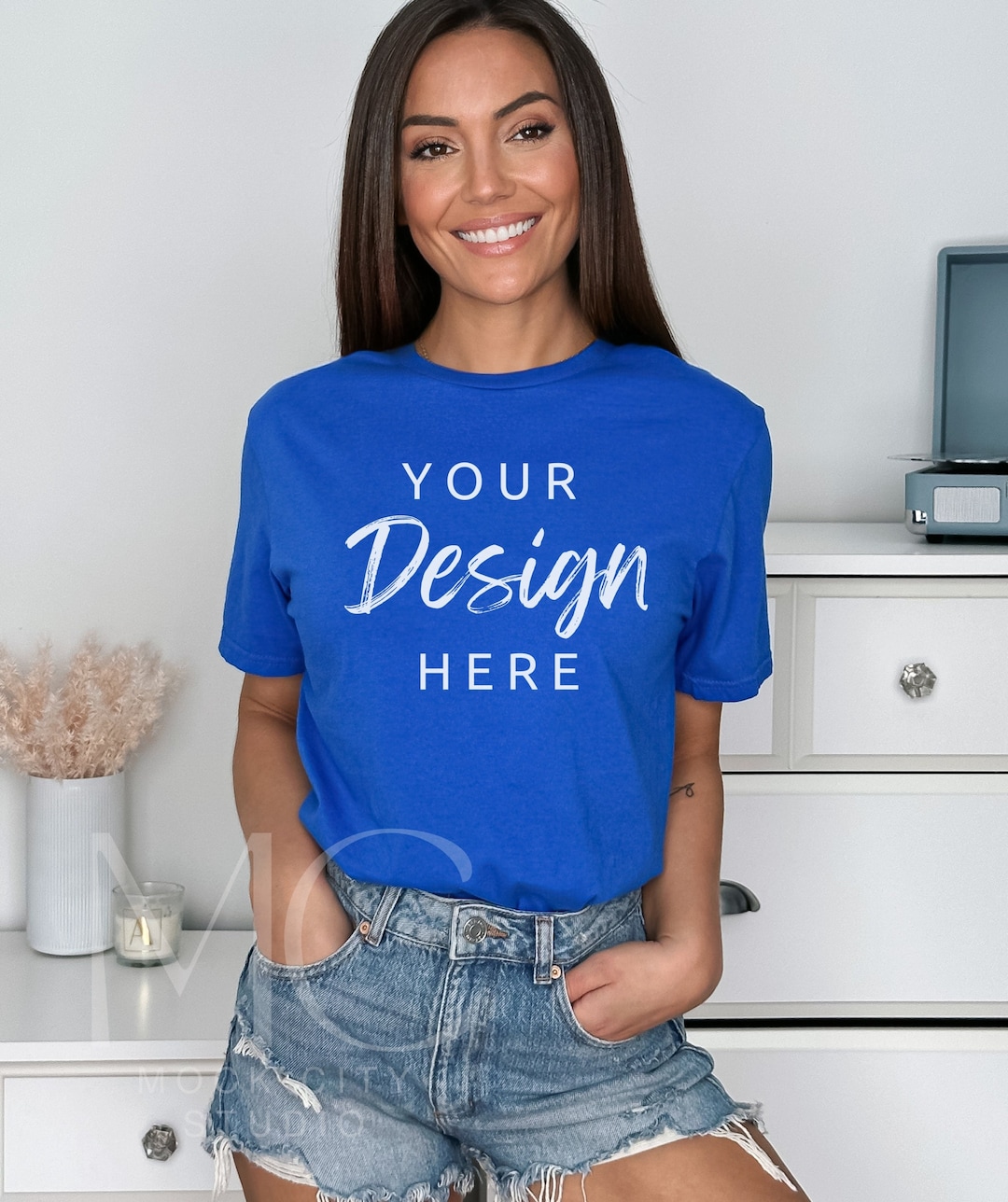 Gildan Royal Blue Tshirt Mockup, Gildan 64000 Mockup, Soft Style T ...
