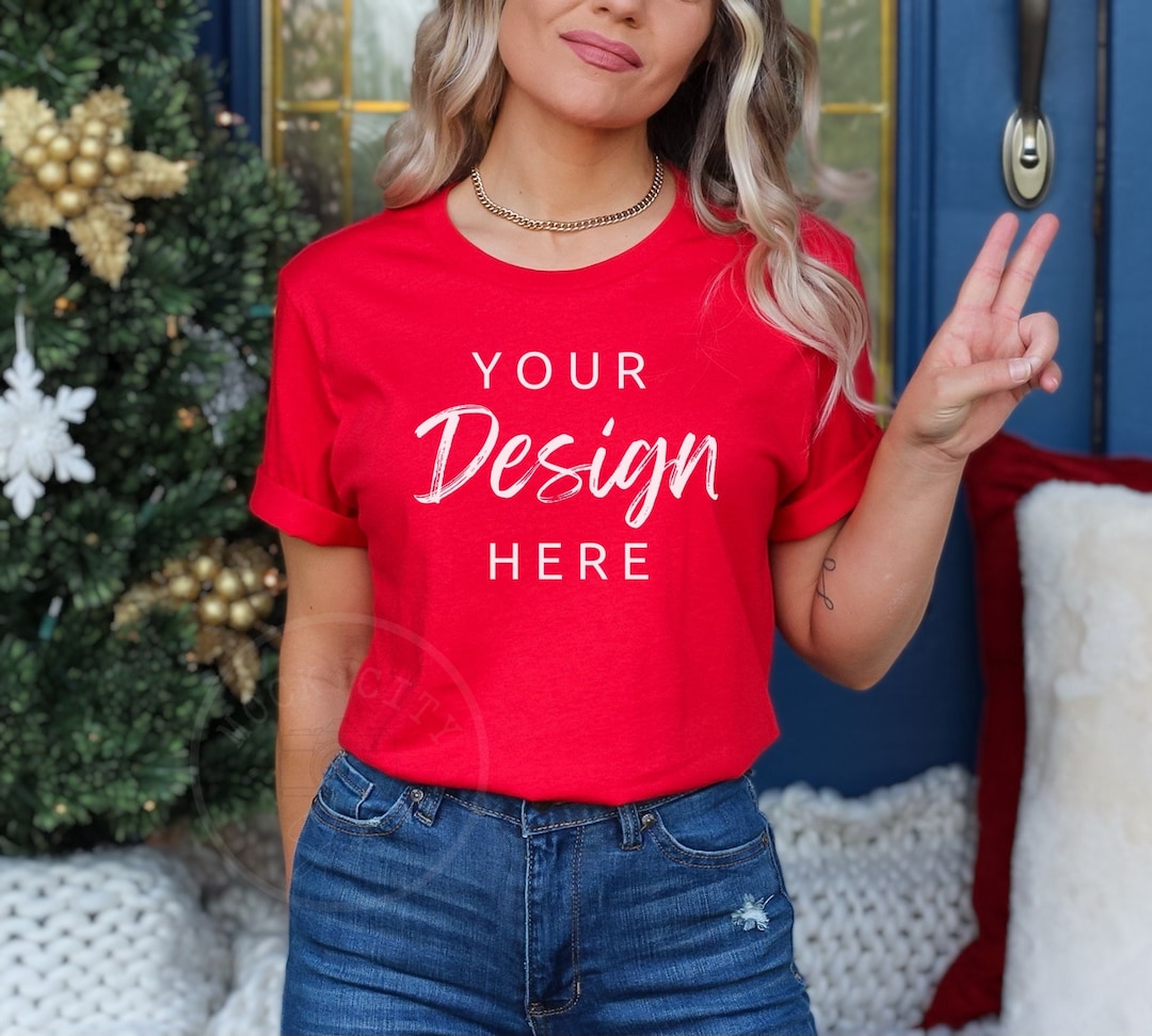 Bella Canvas Red 3001 Tshirt Mock up Red Shirt Mockup Bella Canvas Mock ...