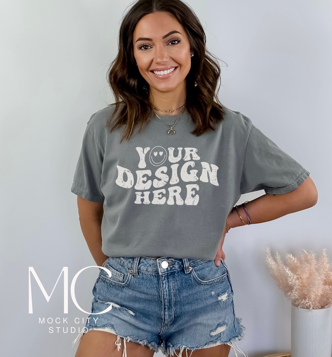 Comfort Colors Grey Mockup, C1717 Tshirt Mockup, Model Mockup, Gray ...