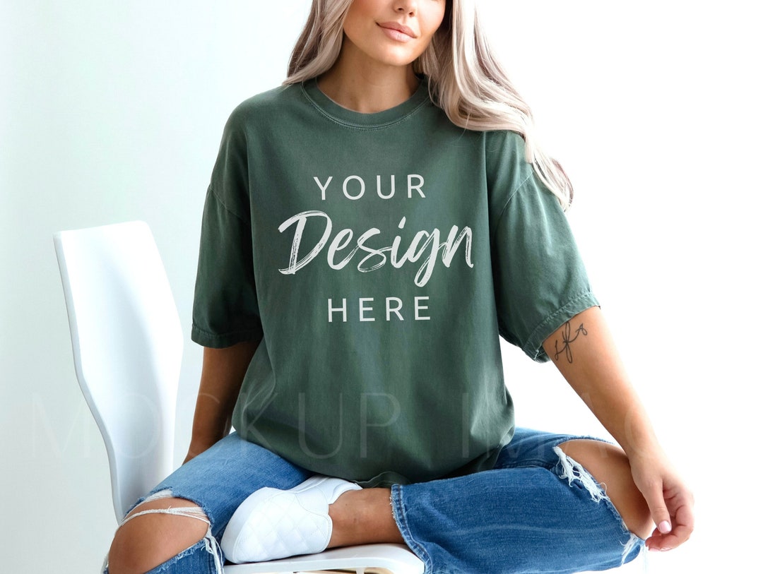 Moss Comfort Colors 1717 Tshirt Mockup, Model Mockup, Comfort Colors ...