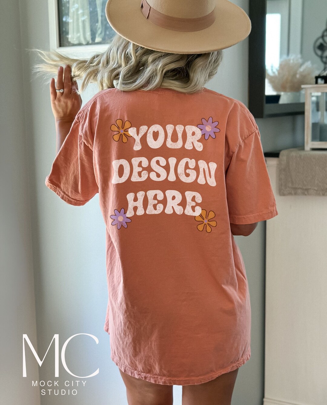 Comfort Colors C1717 TERRACOTTA Shirt Mockup, Back of Shirt Mockup ...