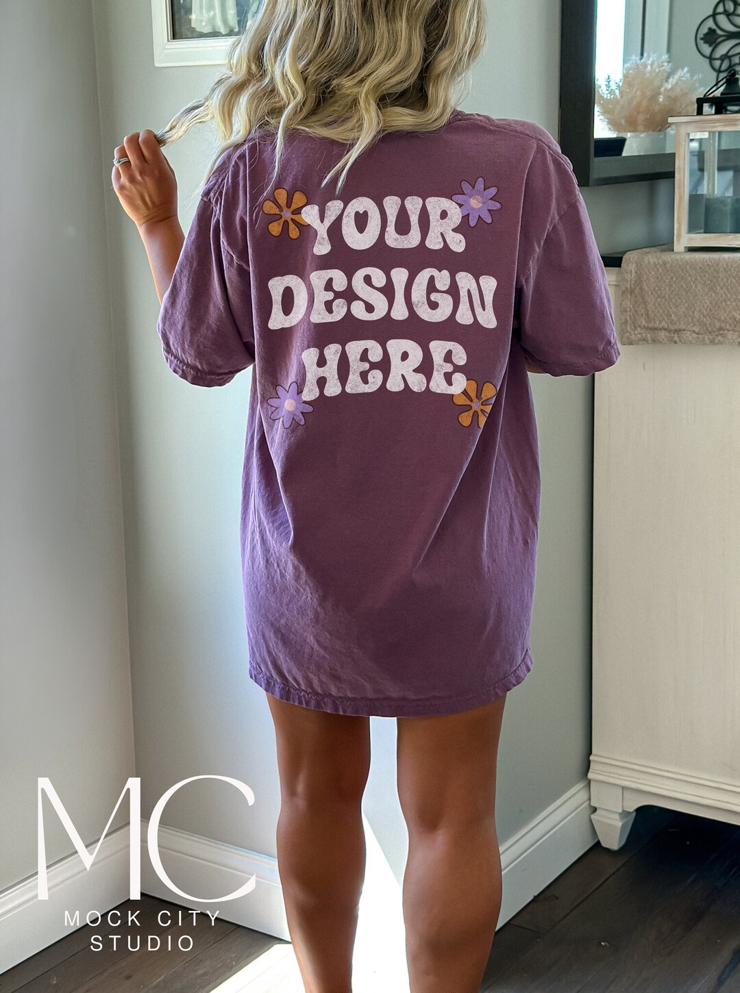 Comfort Colors C1717 BERRY Shirt Mockup, Back of Shirt Mockup ...