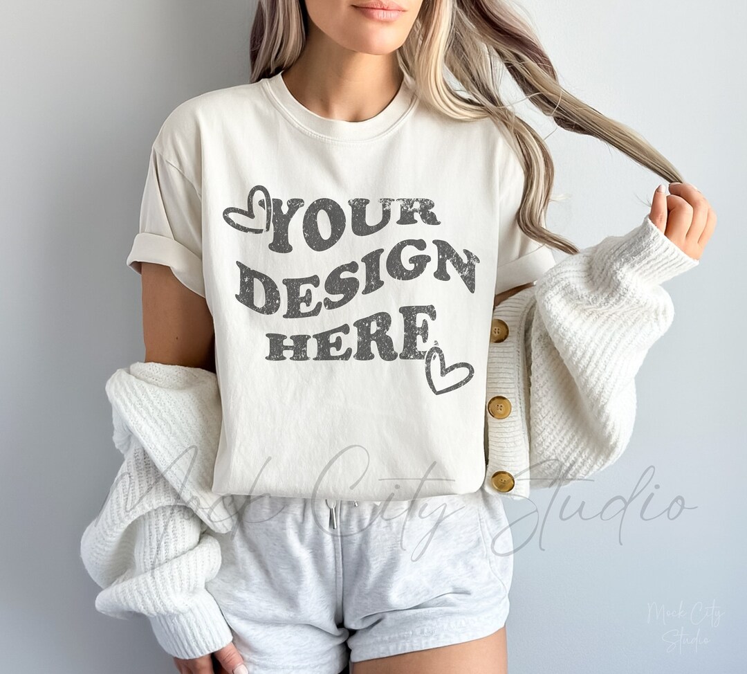 Comfort Colors C1717 Ivory Shirt Mockup Ivory Comfort Color Shirt Mock ...