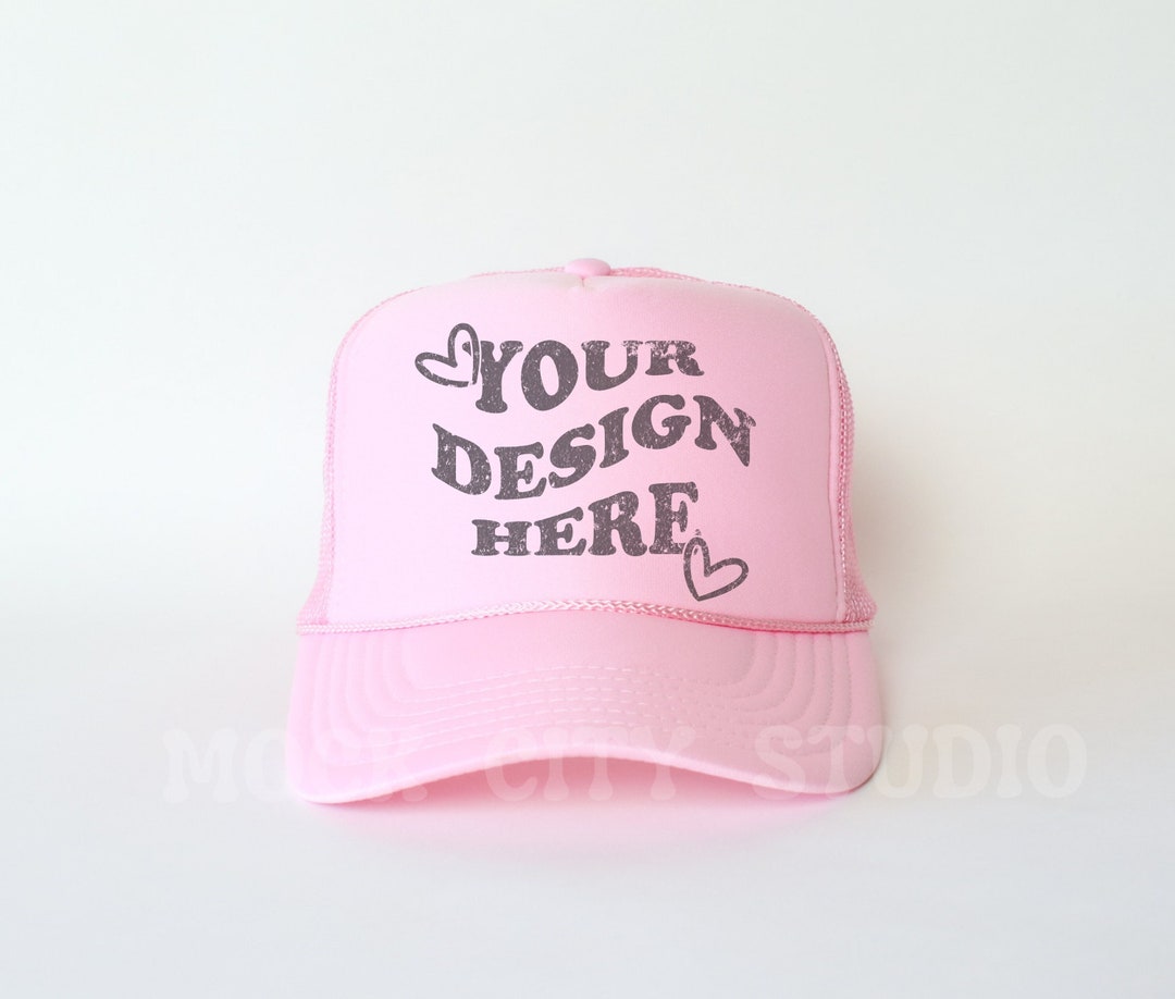 Soft Pink Otto Foam Trucker Hat Mockup, Otto Cap Mock Up, Light Pink ...