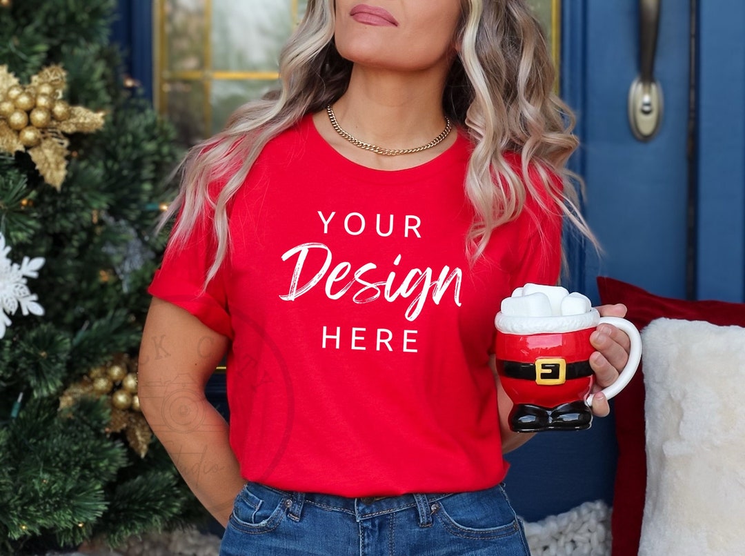 Red Bella Canvas 3001 Tshirt Mock up - Red Shirt Mockup - Bella Canvas ...