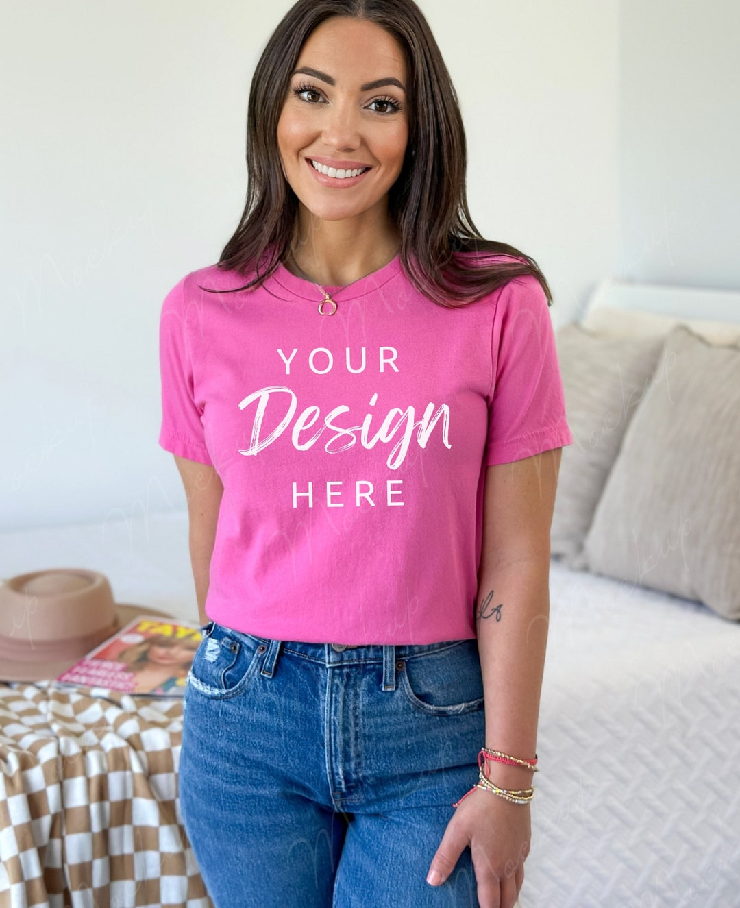 Bella Canvas 3001 Charity Pink Mockup, Tshirt Mockup, Bella Shirt ...