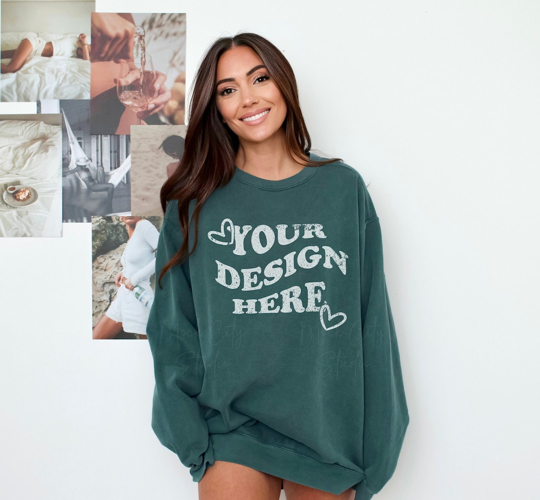 Comfort Colors 1566 Blue Spruce Mockup, Comfort Colors Sweatshirt ...