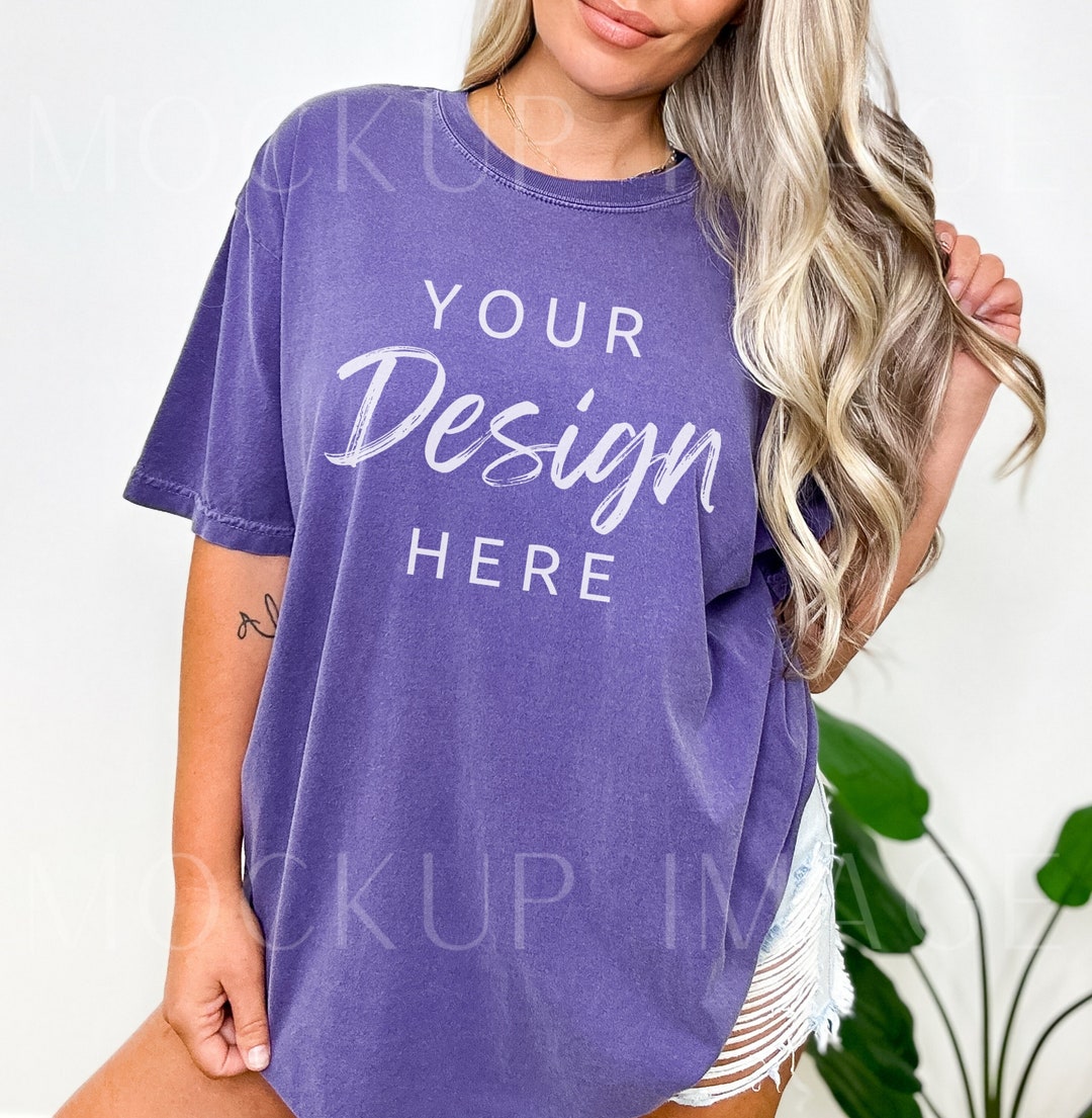 Comfort Colors C1717 Grape Shirt Mockup - Oversized Mockup - Grape ...