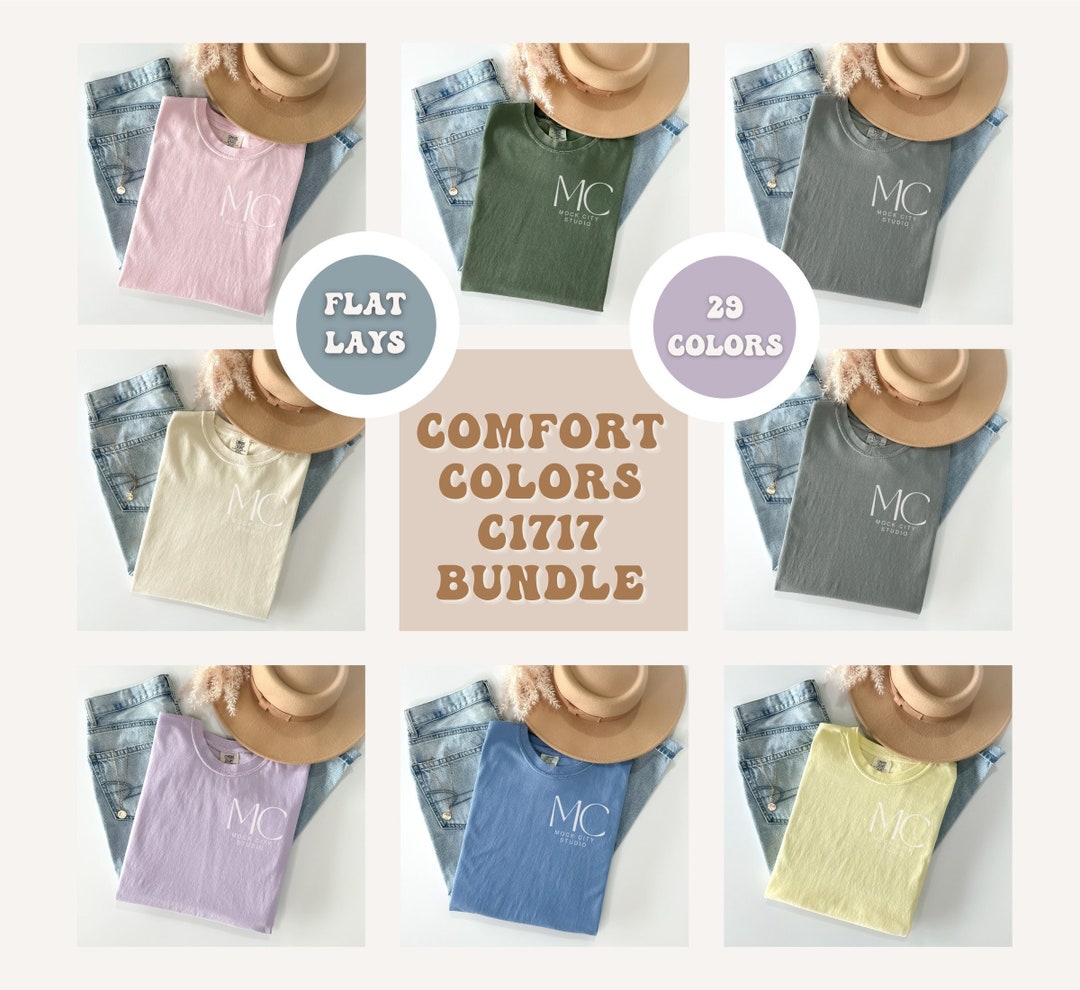 Comfort Colors Mockup Bundle, Flat Lay Shirt Mockup Bundle, Comfort ...