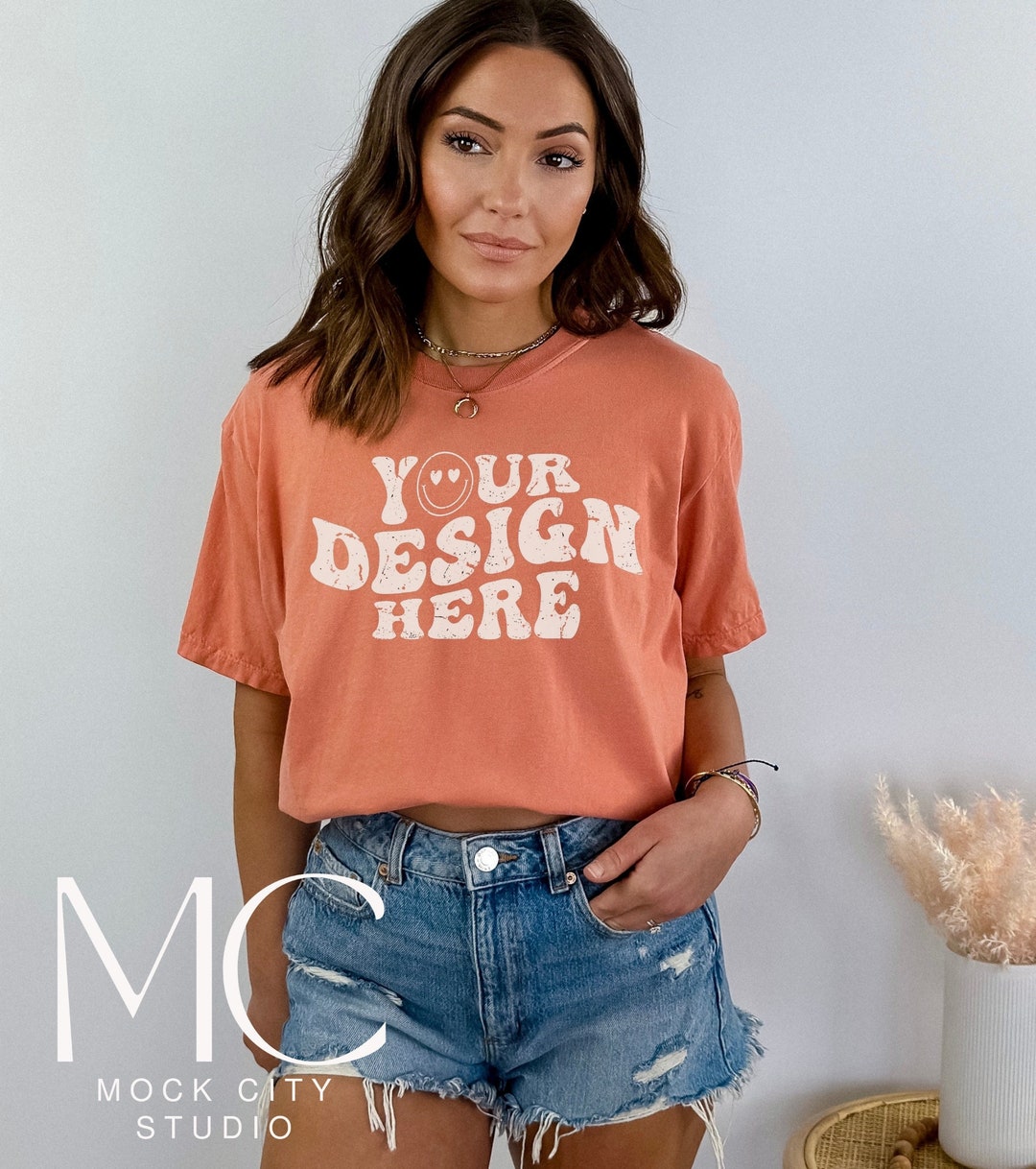 Comfort Colors Terracotta Mockup, C1717 Tshirt Mockup, Model Mockup ...