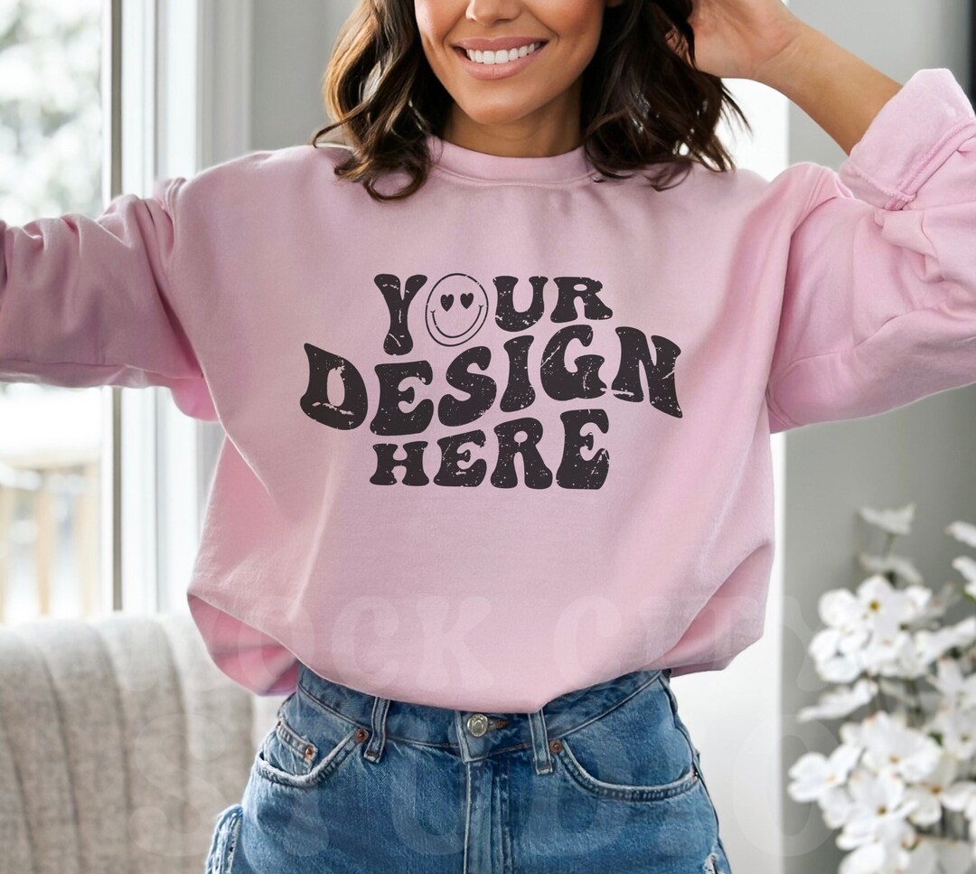 Gildan 18000 Light Pink Mockup, Gildan Sweatshirt Mockup | Sweatshirt ...