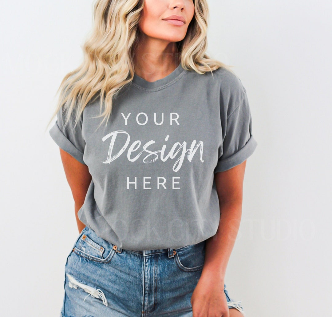 Comfort Colors Grey Mockup, C1717 Tshirt Mockup, Model Mockup, Gray ...