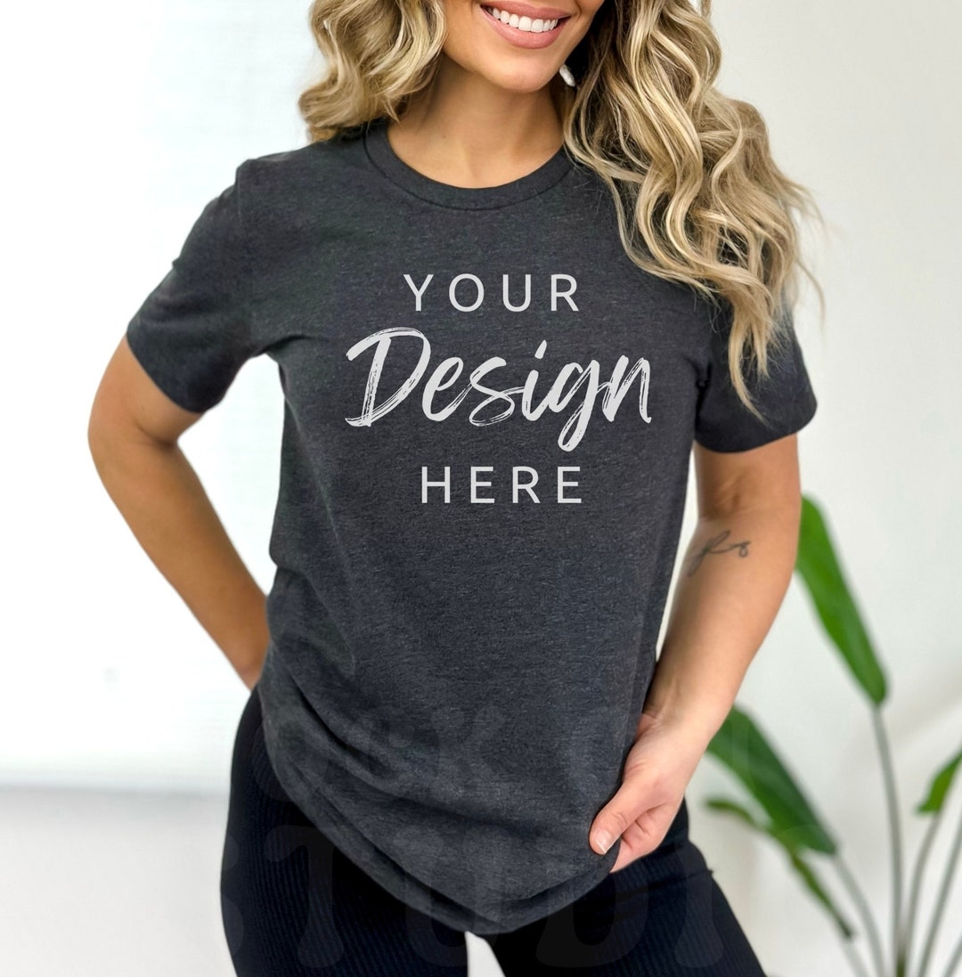 Bella Canvas 3001 Tshirt Mockup, Bella Canvas Dark Heather Gray, Tshirt ...