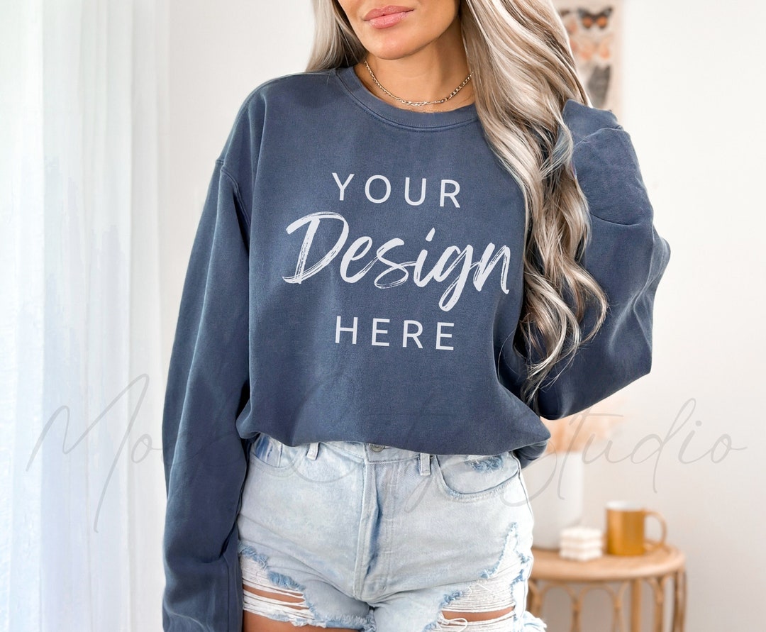 Comfort Colors 1566 Denim Mockup, Comfort Colors Sweatshirt Mockup ...