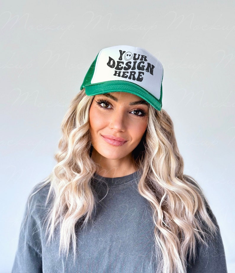 Green Foam Trucker Hat Mockup, Otto Cap Mock Up, Green Baseball Hat ...