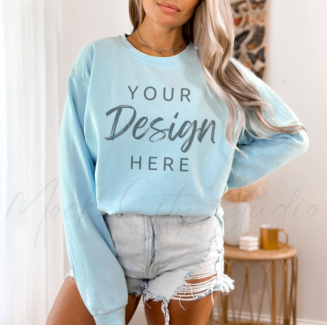 Comfort Colors 1566 Chambray Mockup, Comfort Colors Sweatshirt Mockup ...
