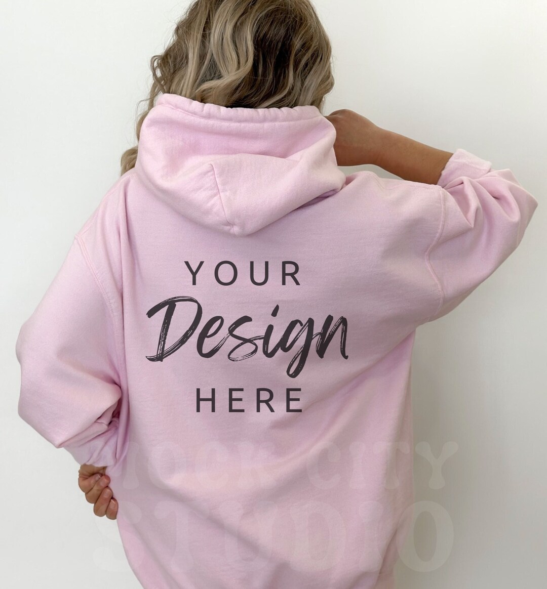 Gildan 18500 Light Pink Mockup | Gildan Back Hoodie Mockup | Hoodie ...
