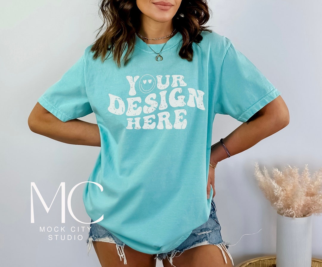 Comfort Colors Chalky Mint Mockup, C1717 Tshirt Mockup, Model Mockup ...